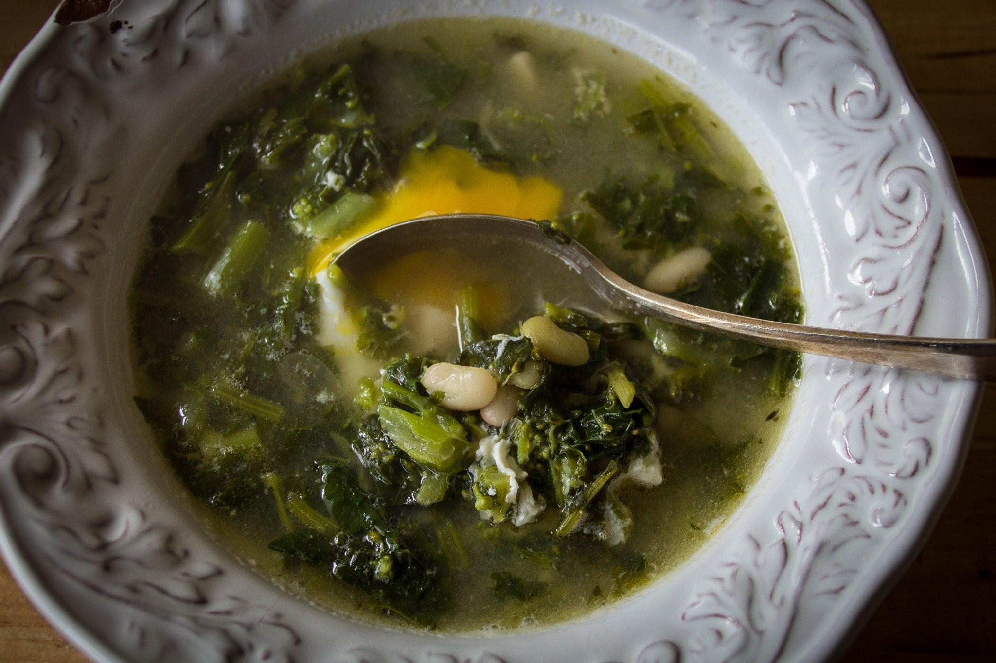 Broccoli Rabe and White Bean Soup with Poached Eggs – Rancho Gordo